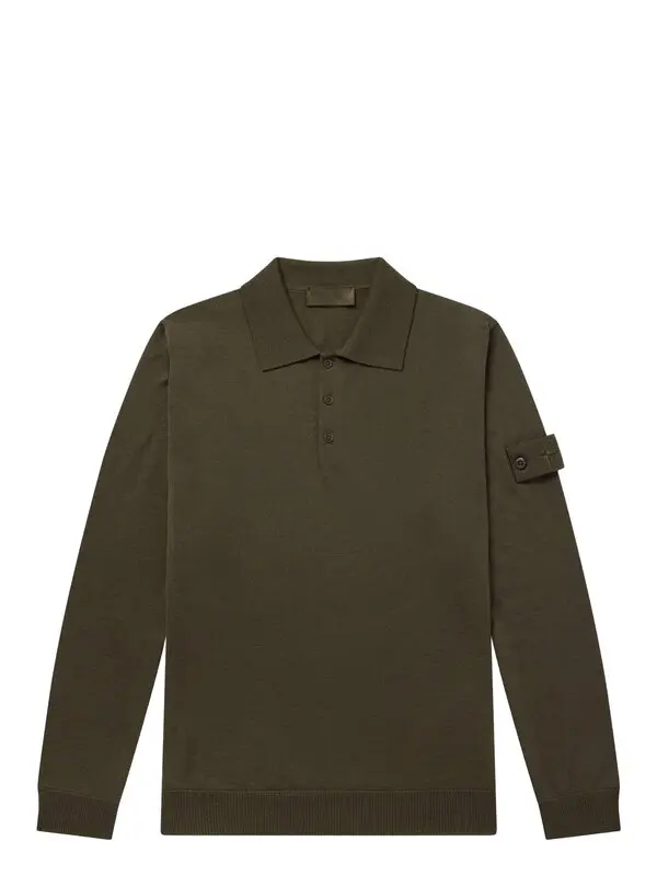 Stone Island Ghost Virgin Wool Polo Shirt - Green