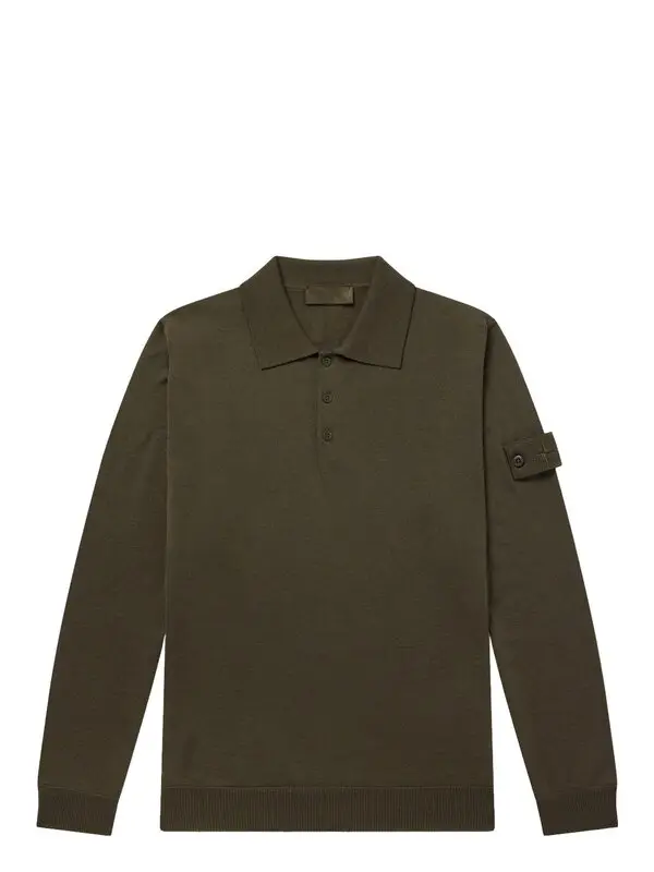 Stone Island Ghost Virgin Wool Polo Shirt - Green
