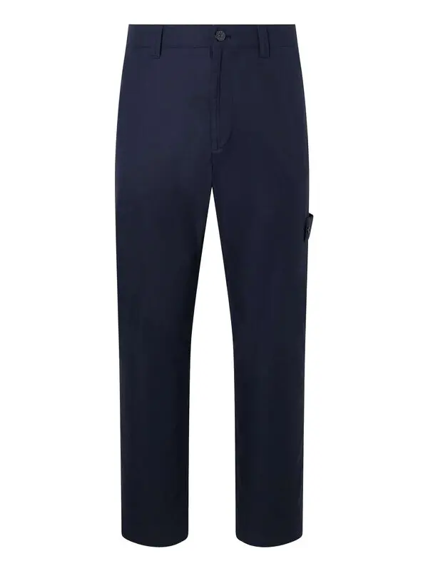 Stone Island Ghost Straight-leg Cotton-canvas Trousers - Navy