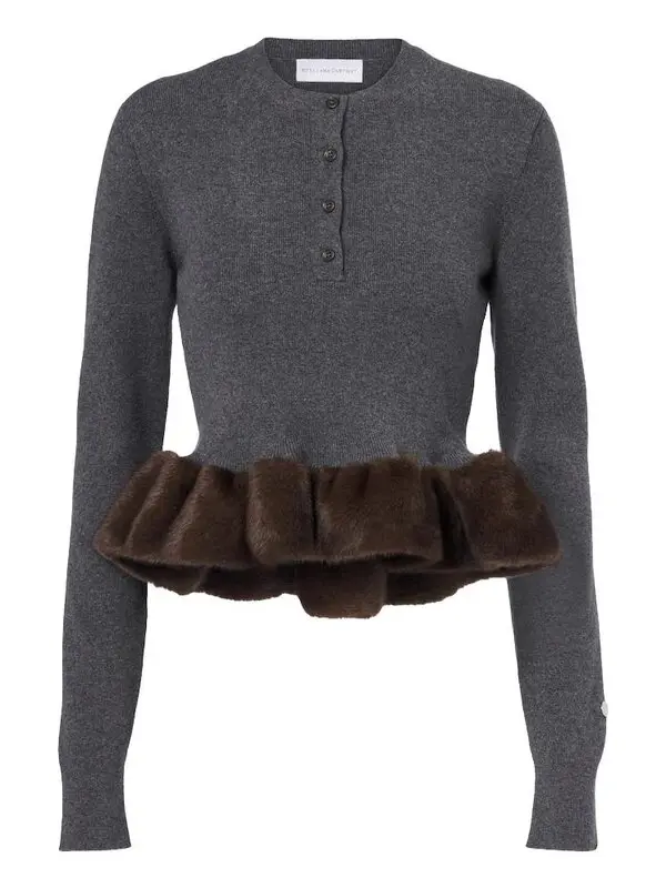 Stella McCartney Peplum Wool-blend Sweater - Grey