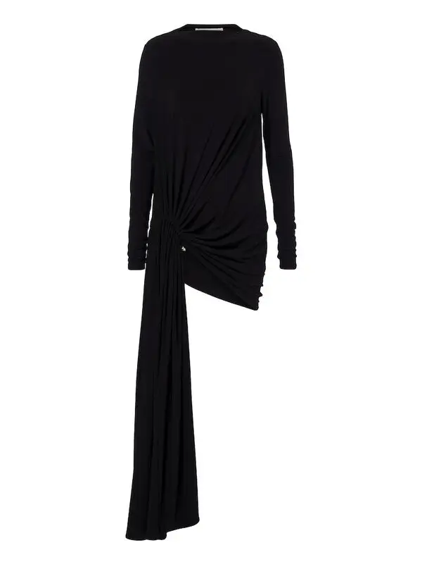 Sportmax Asymmetric Gathered Jersey Minidress - Black