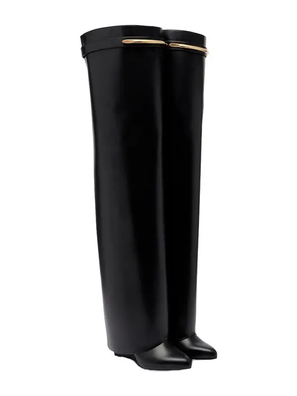 Givenchy Shark Pinch Leather Over-the-knee Boots - Black