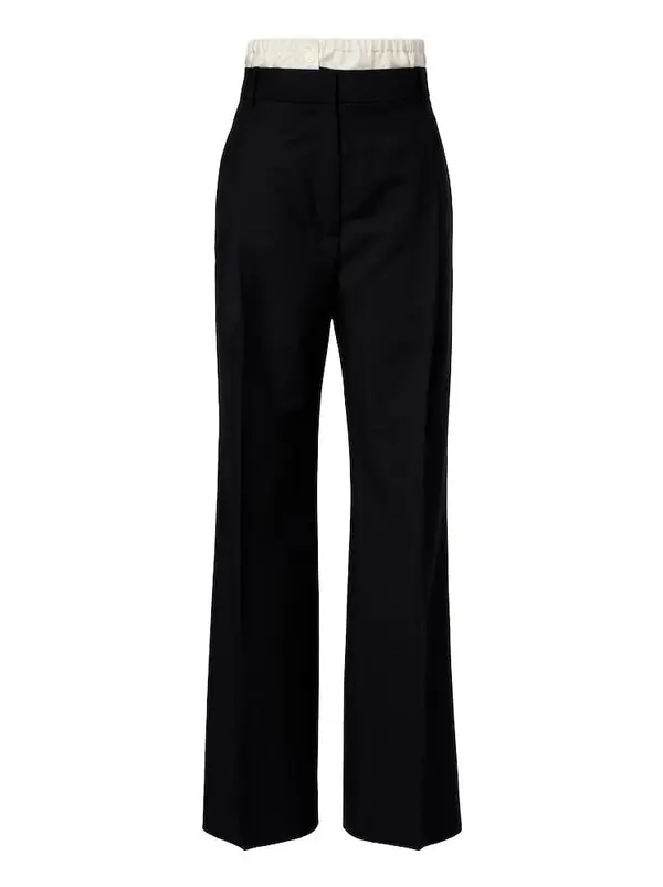 RÓHE Layered Wool And Mohair Wide-leg Pants - Black