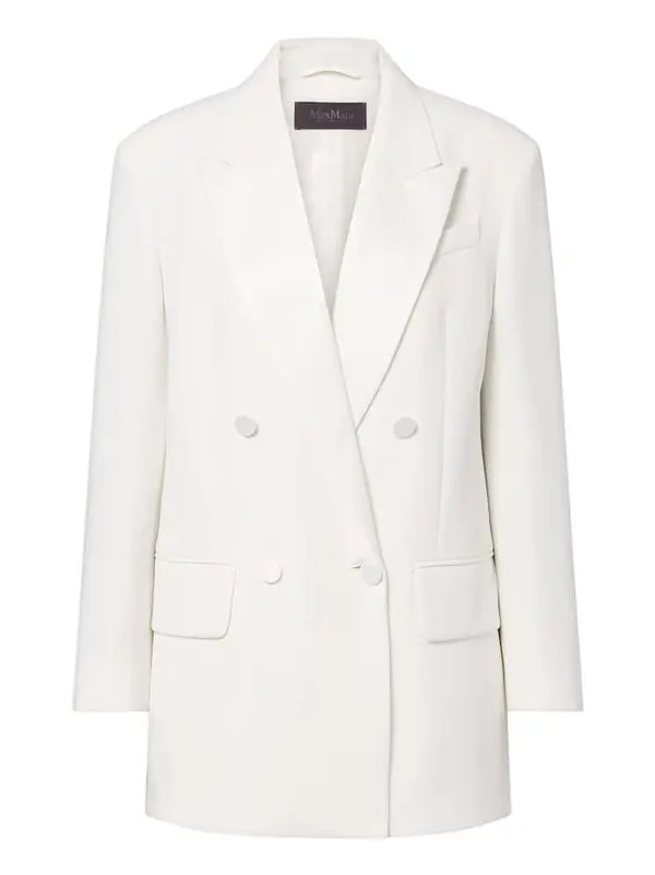 Max Mara Elegante Double-breasted Tuxedo Jacket - White