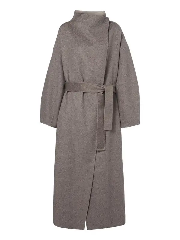 THE FRANKIE SHOP Leroy Reversible Wool-blend Wrap Coat - Grey