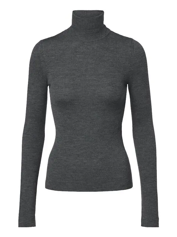 Max Mara Ribbed-knit Virgin Wool Sweater - Grey