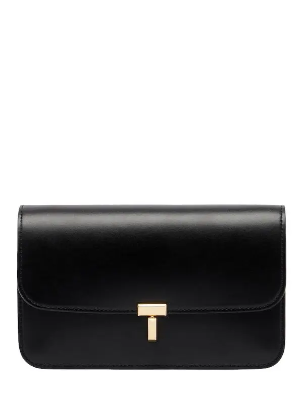 TOTEME T-lock Leather Crossbody Bag - Black