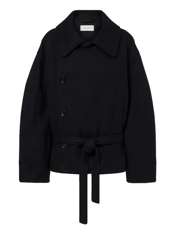 LEMAIRE Double-breasted Alpaca And Wool Coat - Black