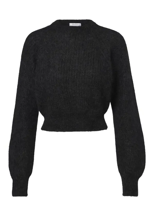 Max Mara Cropped Mohair And Wool-blend Sweater - Grey