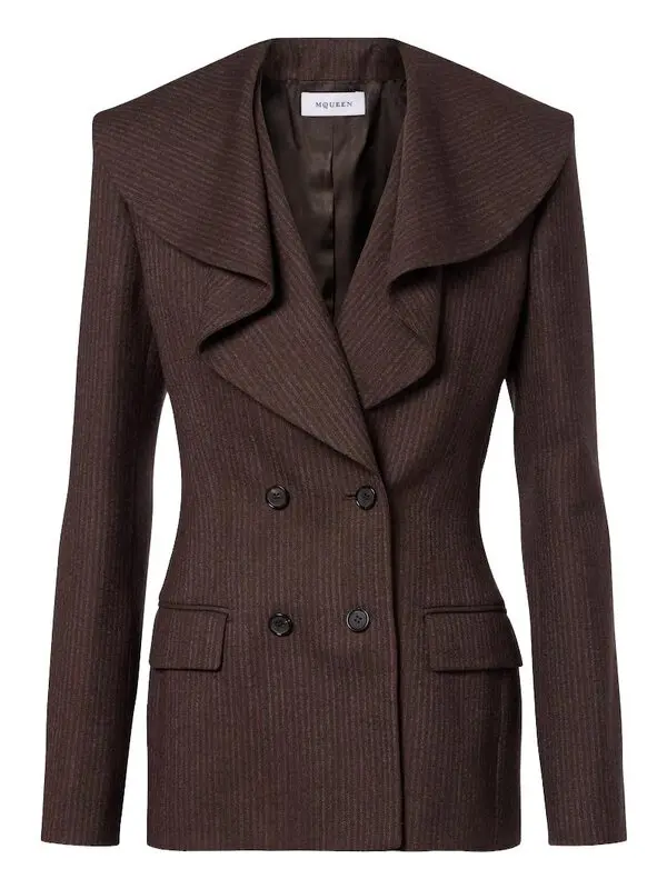Alexander McQueen Pinstripe Blazer - Brown