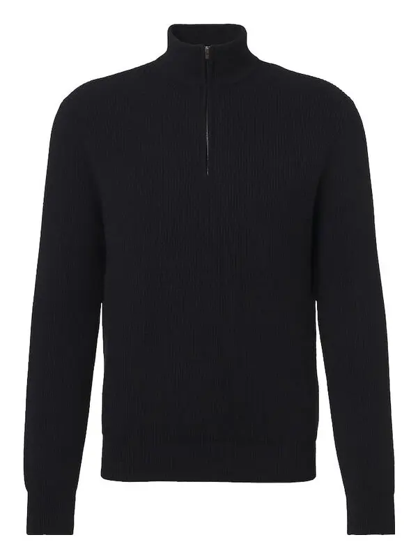 Agnona Cashmere Half-zip Sweater - Black