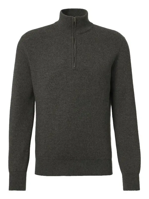Agnona Cashmere Quarter Zip Sweater - Green