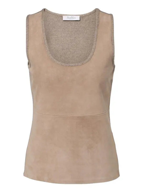 Max Mara Wool And Cashmere-paneled Suede Top - Beige