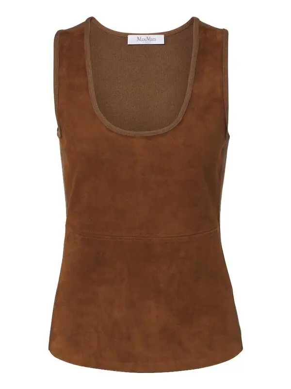 Max Mara Wool And Cashmere-paneled Suede Top - Brown