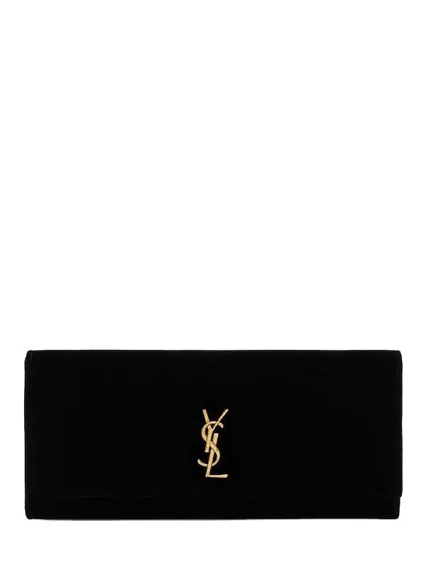 Saint Laurent Kate Small Leather-lined Velvet Clutch - Black