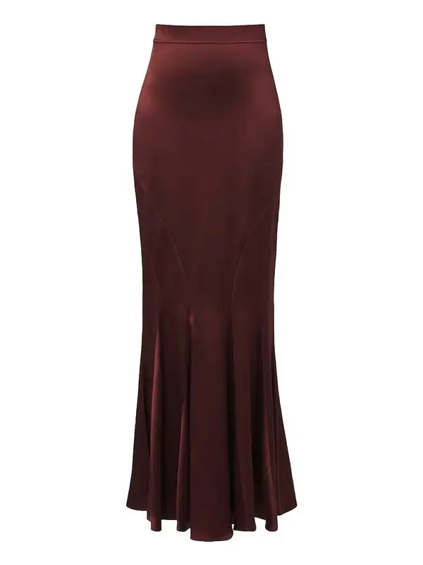 Max Mara Silk Satin Maxi Skirt - Burgundy