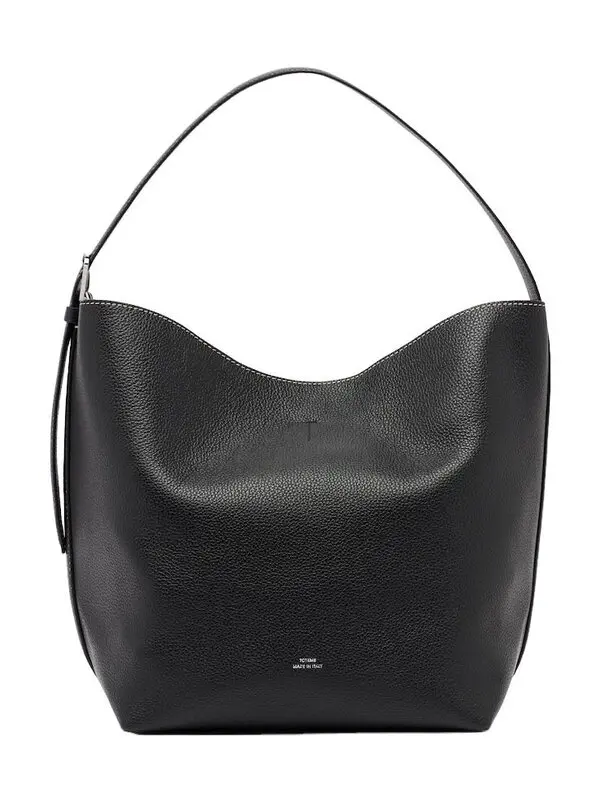 TOTEME Belted Medium Leather Shoulder Bag - Black