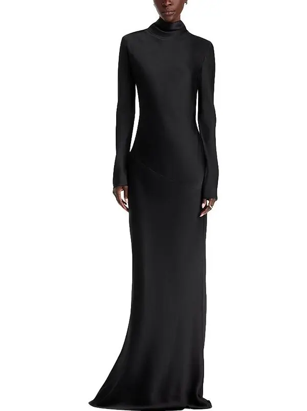 Tove Gio Silk Floor Sweeping Gown - Black
