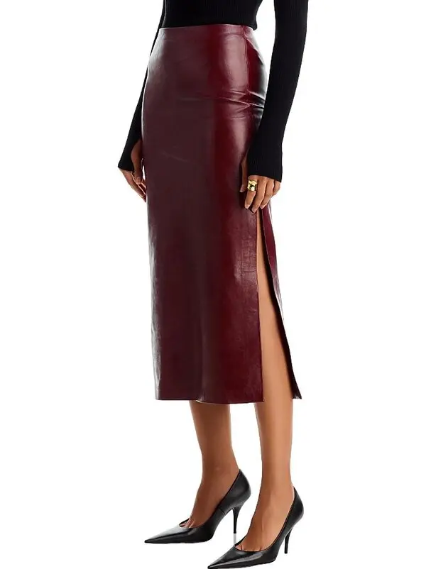 Alice + Olivia Maeve Faux Leather Skirt - Cognac