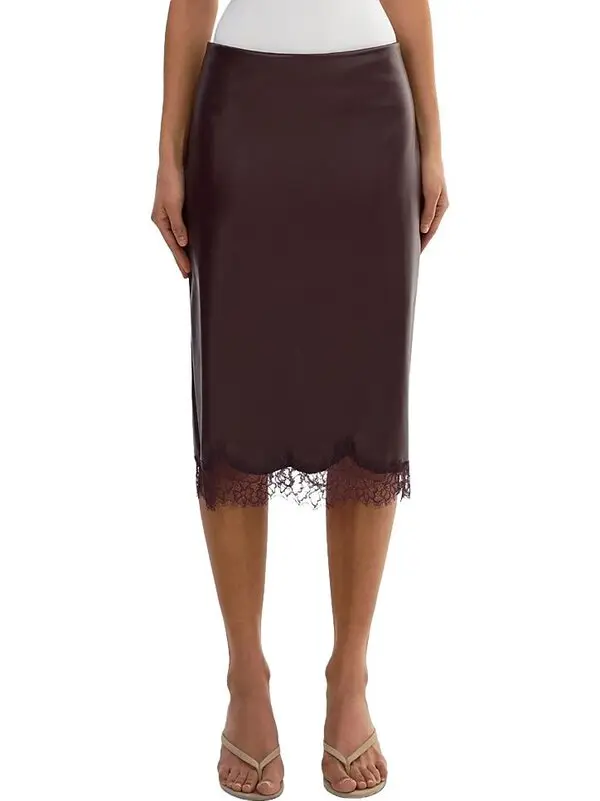 LAMARQUE Sonja Lace Trim Faux Leather Skirt - Vamp