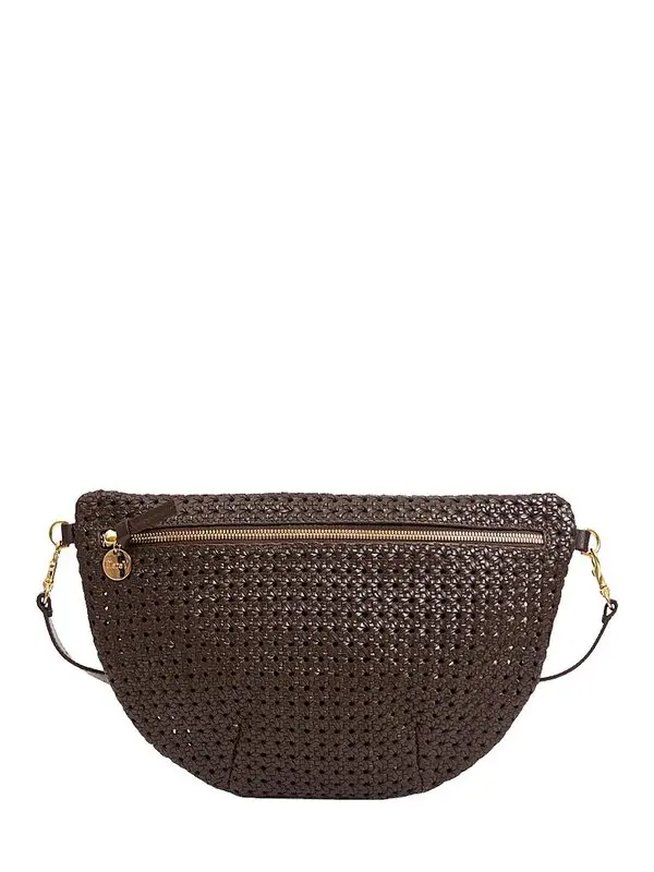 Clare V. Large Woven Leather Fanny Pack - Chocolate
