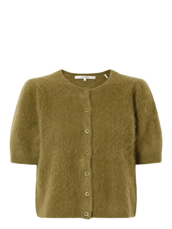 FRAME The Airy Wool And Cashmere-blend Cardigan - Army Green