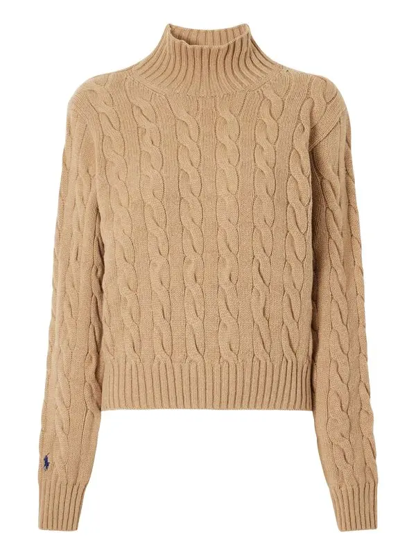 Polo Ralph Lauren Cable-knit Wool And Cashmere-blend Turtleneck Sweater - Camel