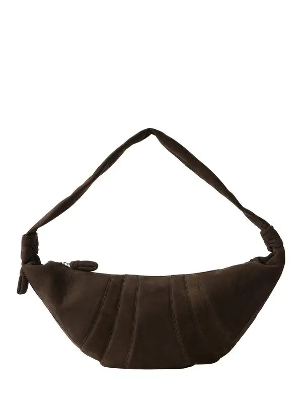 LEMAIRE Croissant Paneled Leather Shoulder Bag - Brown