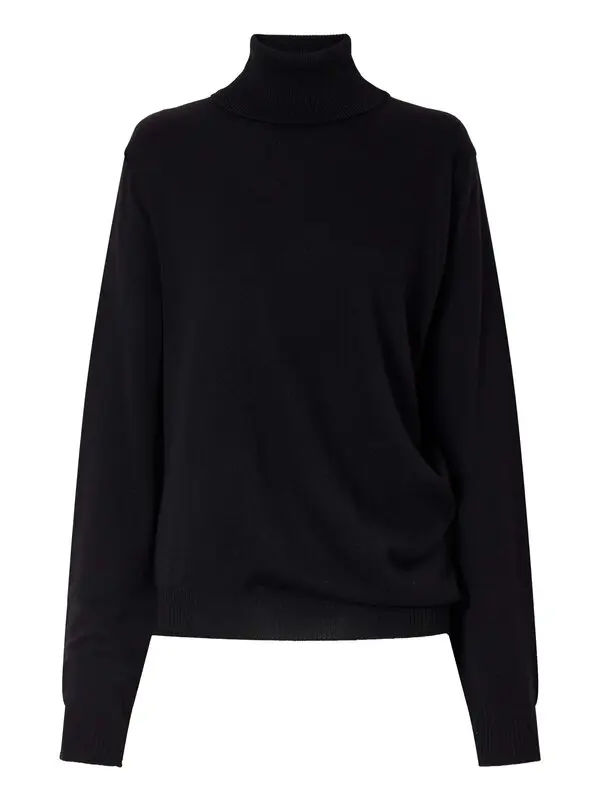 Magda Butrym Gathered Wool Turtleneck - Black