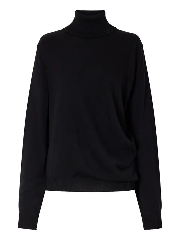 Magda Butrym Gathered Wool Turtleneck - Black
