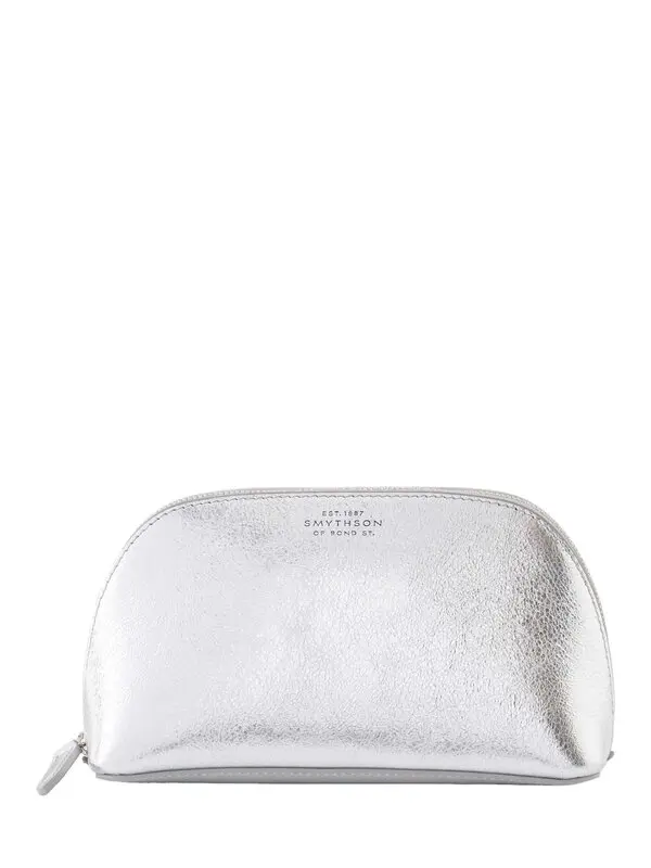 Smythson Metallic Leather Cosmetic Case - Silver