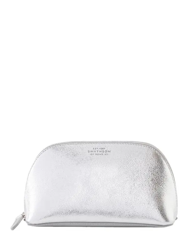 Smythson Metallic Leather Cosmetic Case - Silver