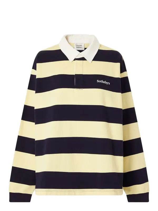FRAME Sotheby's Striped Cotton-jersey Polo Sweater - Yellow