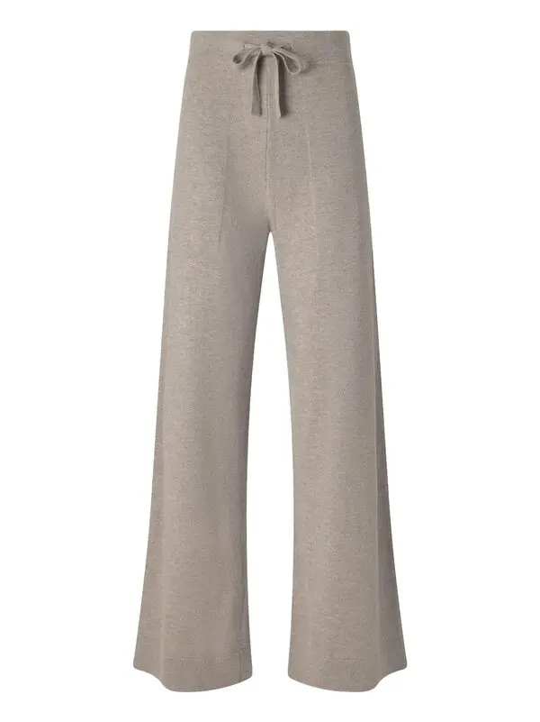 Le Kasha Ribbed Organic Cashmere Wide-leg Pants - Brown