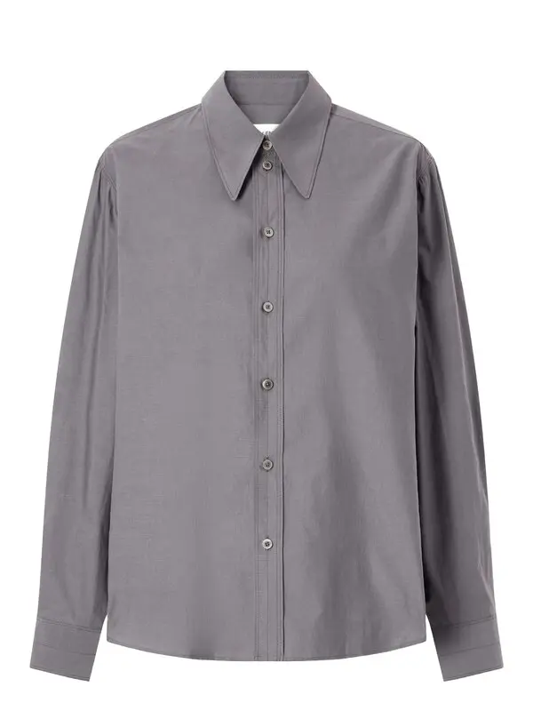LEMAIRE Cotton And Silk-blend Poplin Shirt - Gray