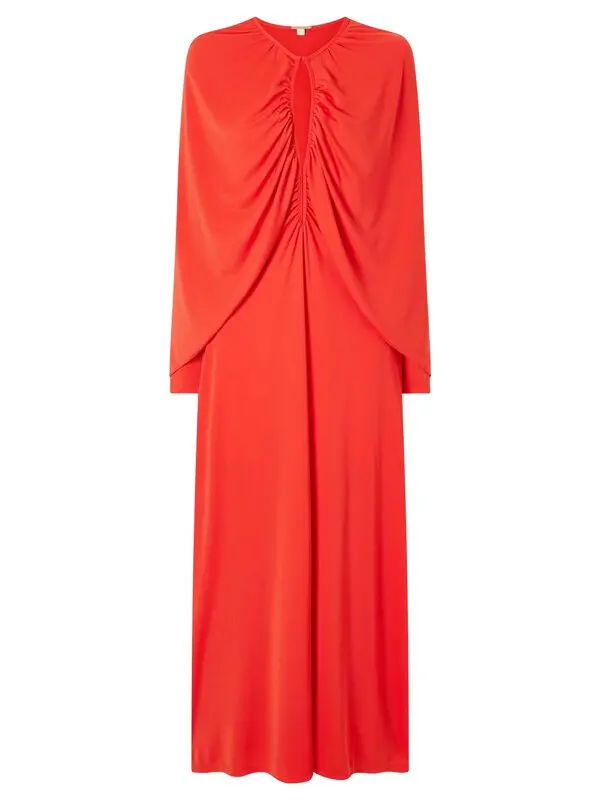 Johanna Ortiz Silent Solistice Cape-effect Draped Stretch-jersey Maxi Dress - Red