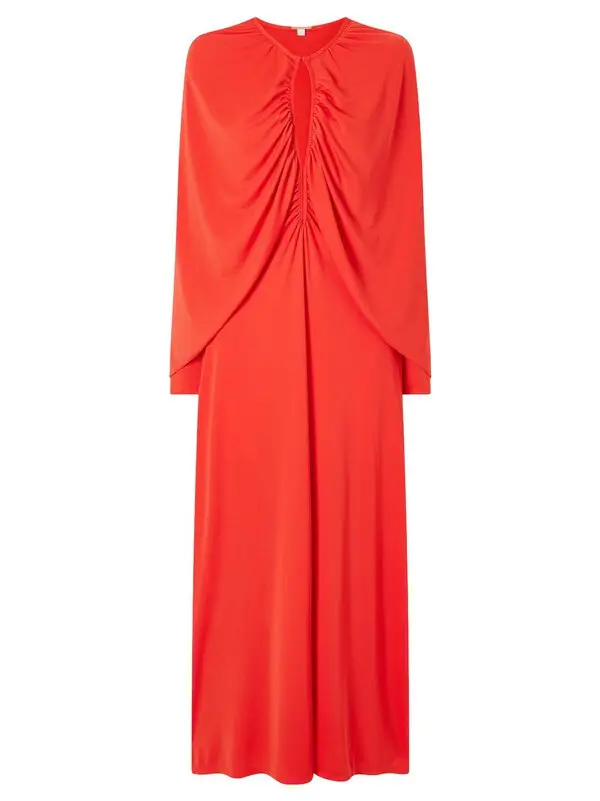 Johanna Ortiz Silent Solstice Cape-effect Draped Stretch-jersey Maxi Dress - Red