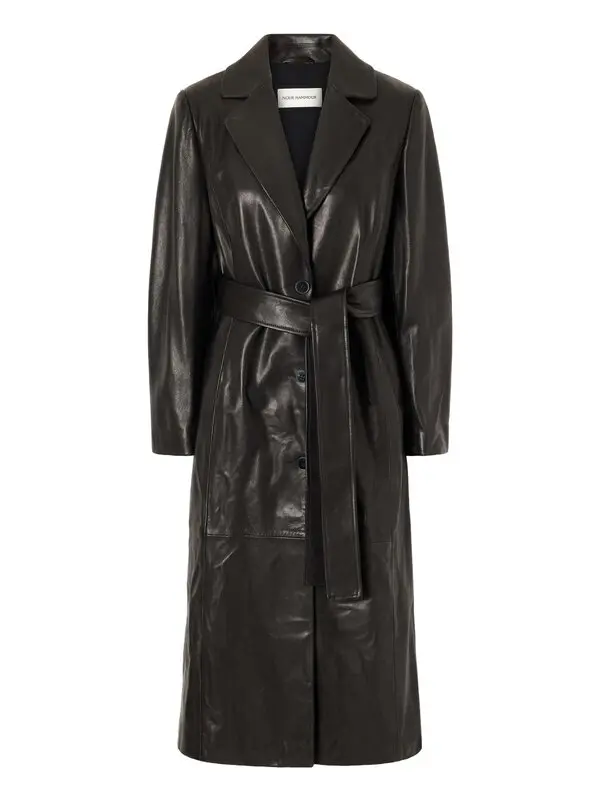 Nour Hammour Camden Belted Leather Coat - Black