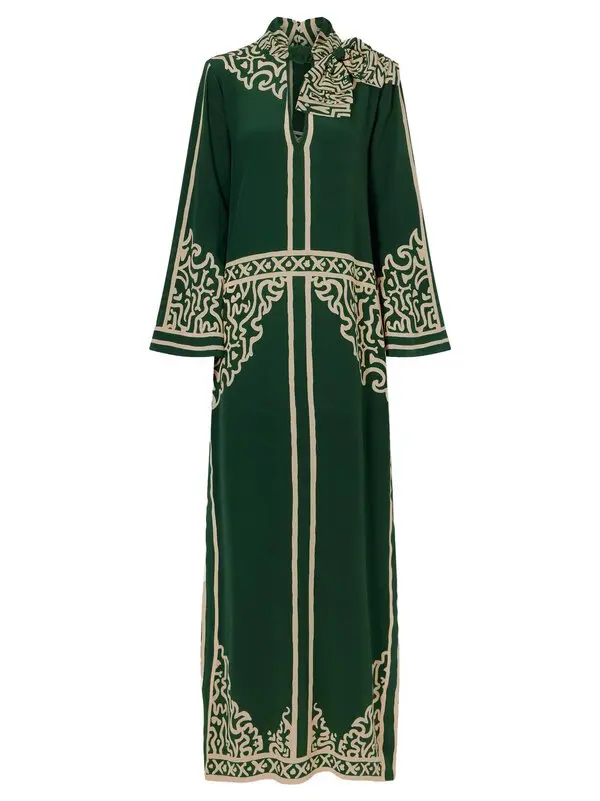 Johanna Ortiz The Windborne Silk-crepe De Chine Maxi Dress - Green