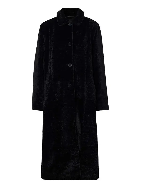 Nour Hammour Paloma Shearling Coat - Black