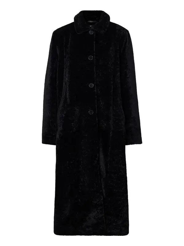 Nour Hammour Paloma Shearling Coat - Black