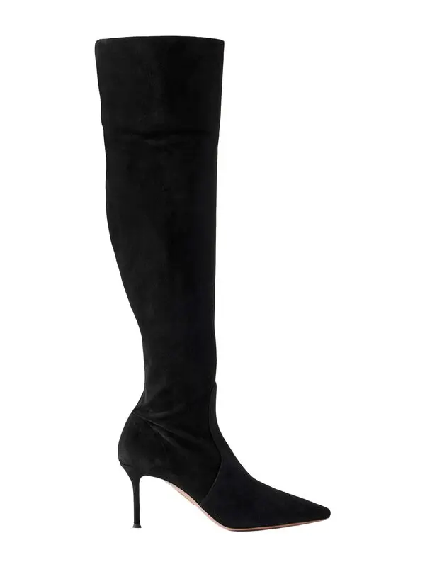 AQUAZZURA Vespera 75 Suede Boots - Black