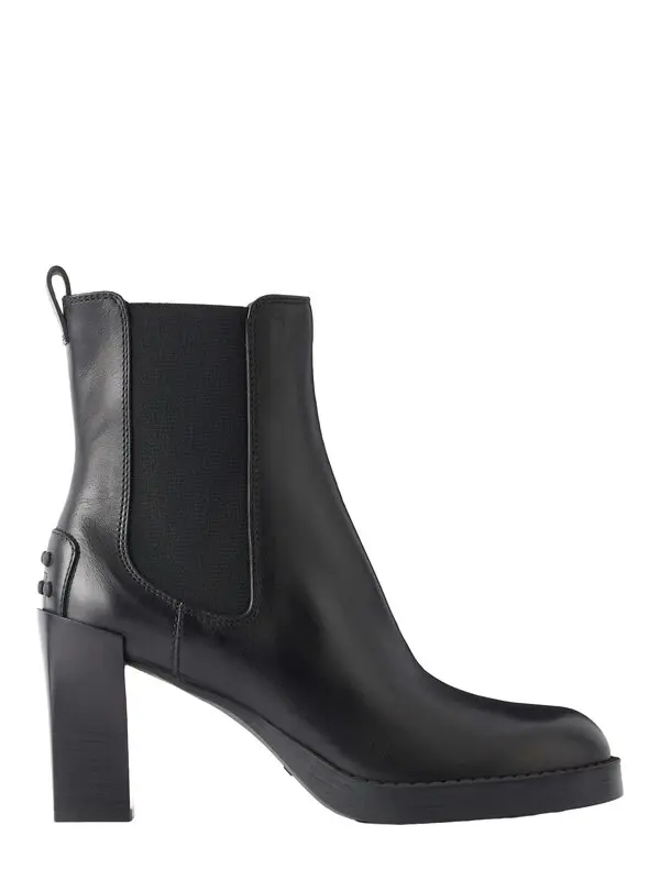TOD'S Tronchetto Elastico 80 Leather Ankle Boots - Black
