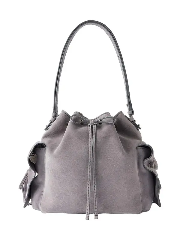 Acne Studios Suede Shoulder Bag - Light Gray