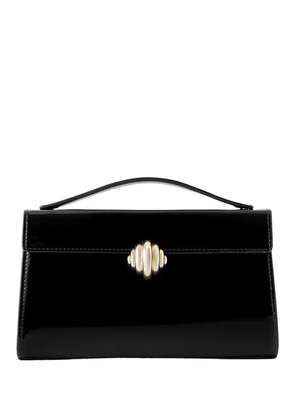 AQUAZZURA Alex Patent-leather Clutch - Black