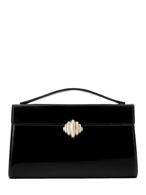 AQUAZZURA Alex Patent-leather Clutch - Black