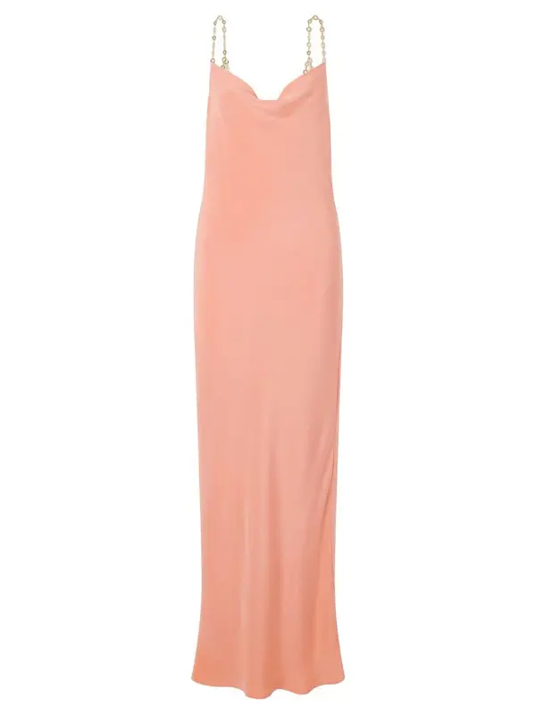 Cult Gaia Macelyn Chain-embellished Silk-satin Maxi Dress - Pink