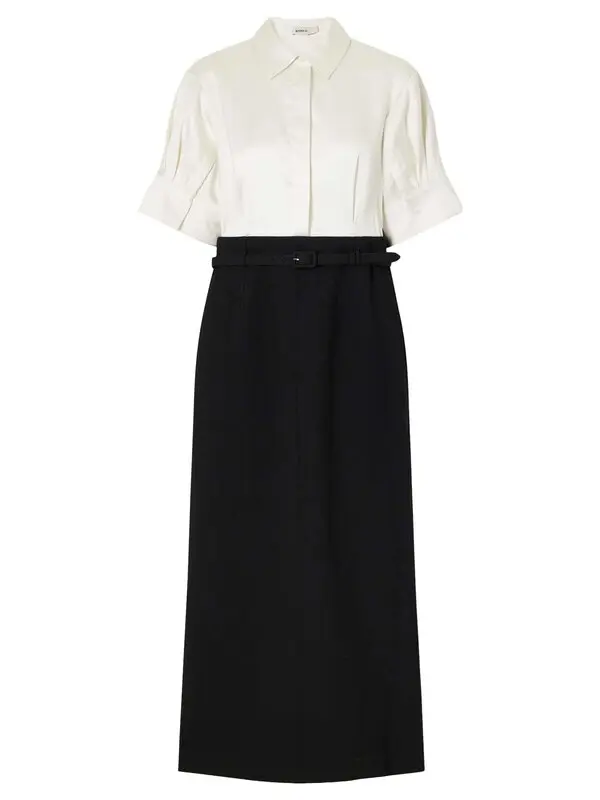 Simkhai Alvera Belted Twill Midi Dress - Ivory