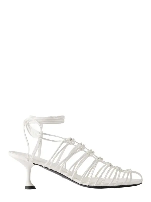 Proenza Schouler Tee Knot Leather Slingback Sandals - Ivory
