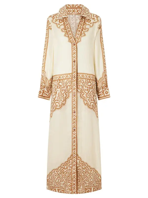 Johanna Ortiz Modern Markings Printed Linen Dress - Neutrals